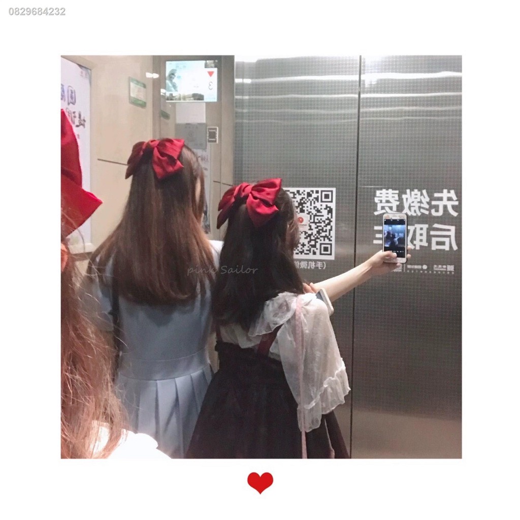 XIAOBAOBEIกิ๊บโบว์หางยาวกิ๊บโบว์ผ้าแก้วพัสดุไปรษณีย์ญี่ปุ่นโลลิต้าสีแดงขนาดใหญ่พิเศษโบว์ผูกโบว์ ...