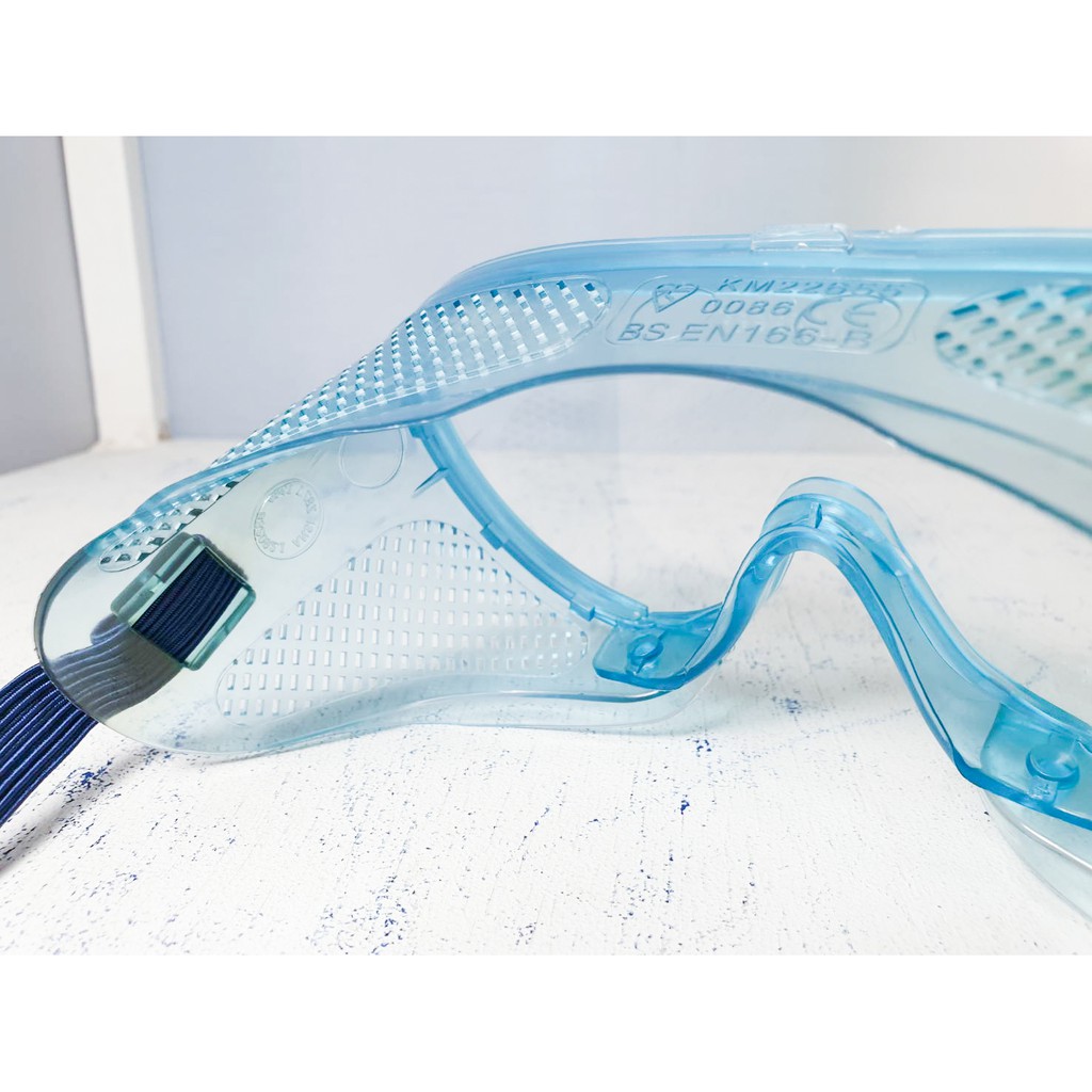 แว่นตากันสะเก็ด BEC แว่นเซฟตี้ สีใสสีฟ้า ได้รับมาตรฐานCE EN166 ANSI Z87 ...