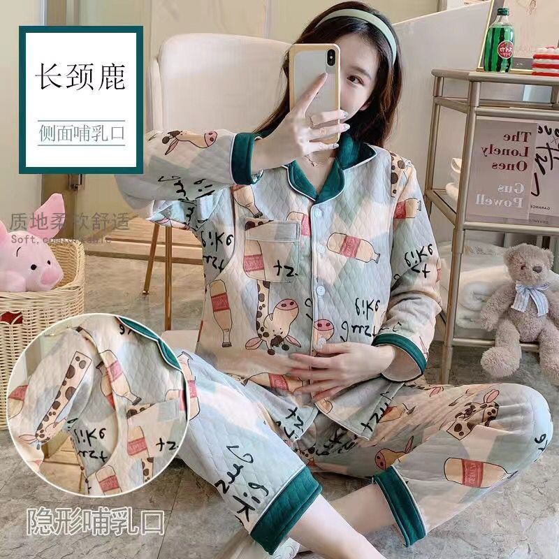 Confinement clothing winter thick air cotton maternity pyjamas ฤดูใบไม้ ...