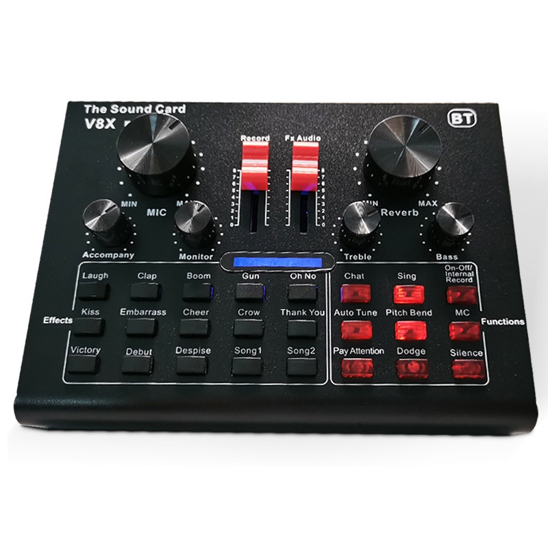 V8X PRO Audio Mixer Live Sound Card Bluetooth 15 Sound Mode DSP ...