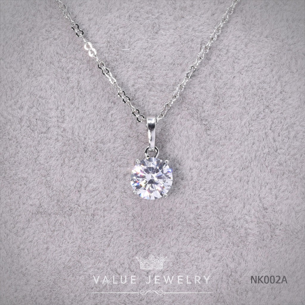 สร้อยคอพร้อมจี้ เพชรกลม Round Brilliant Shape คริสตัลแท้8มิล ขนาดพอเหมาะ เครื่องประดับ สร้อย ...