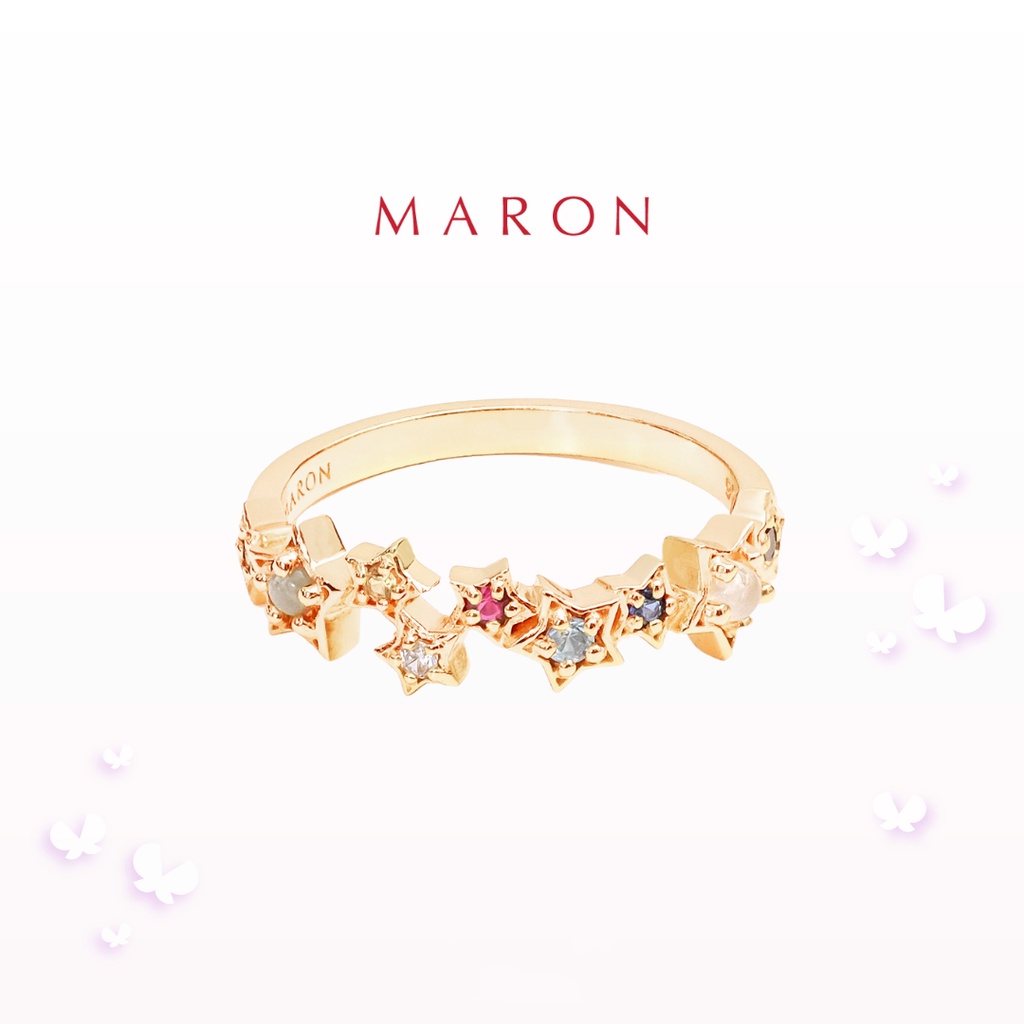 MARON - 9 Lucky Stars Eternity Ring ชุบ Beige Gold แหวนดาวนพเก้า เสริม ...