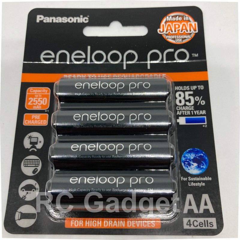ถ่านชาร์จสีดำ Panasonic Eneloop Pro - AA 4ก้อน (2550mAh) AAA 4ก้อน ...