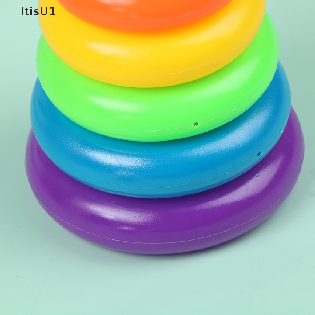 [ItisU1] Yellow Duck Toy With Rainbow Color Stacking Rings Tower Toy ...