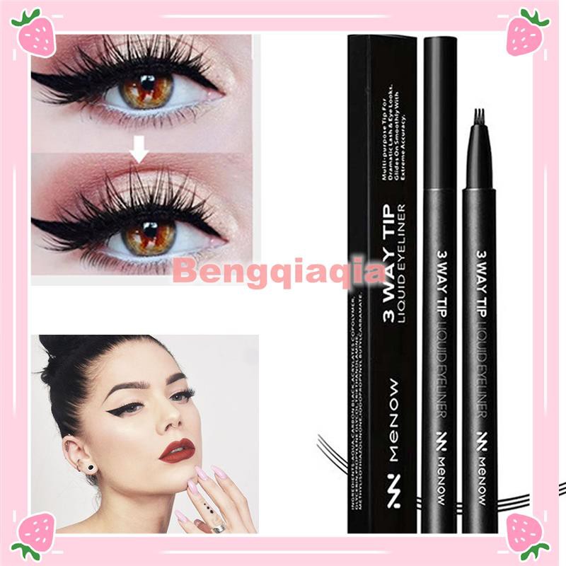 MENOW Eyeliner Stamp Pencil Eyeliner Eyelash Pen Cosmetics 3 Head Black ...