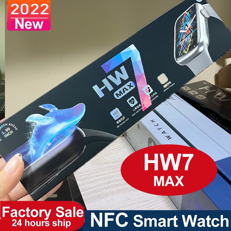 Hw7 MAX นาฬิกาข้อมือสมาร์ทวอทช์ เชื่อมต่อบลูทูธ 7 MAX 2.0 นิ้ว NFC Voice Assistant PK iwo 13 W27 ...