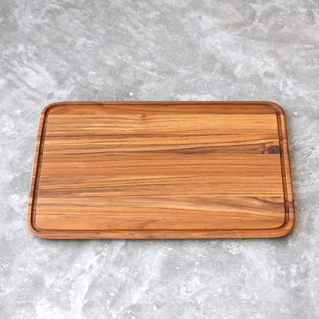 CHABATREE - BLANCHE CUTTING BOARD RECTANGULAR L WITH GROOVE TEAK (CU132-SL) | Shopee Thailand