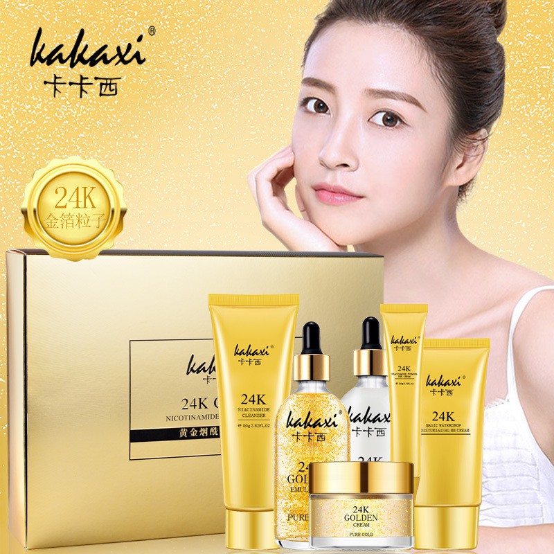 kakaxi 24k GOLD ชุด 6 ชิ้น เซ็ตบำรุงหน้า ไฮยาเข้มข้น เซรั่ม น้ำตบ ให้ ...
