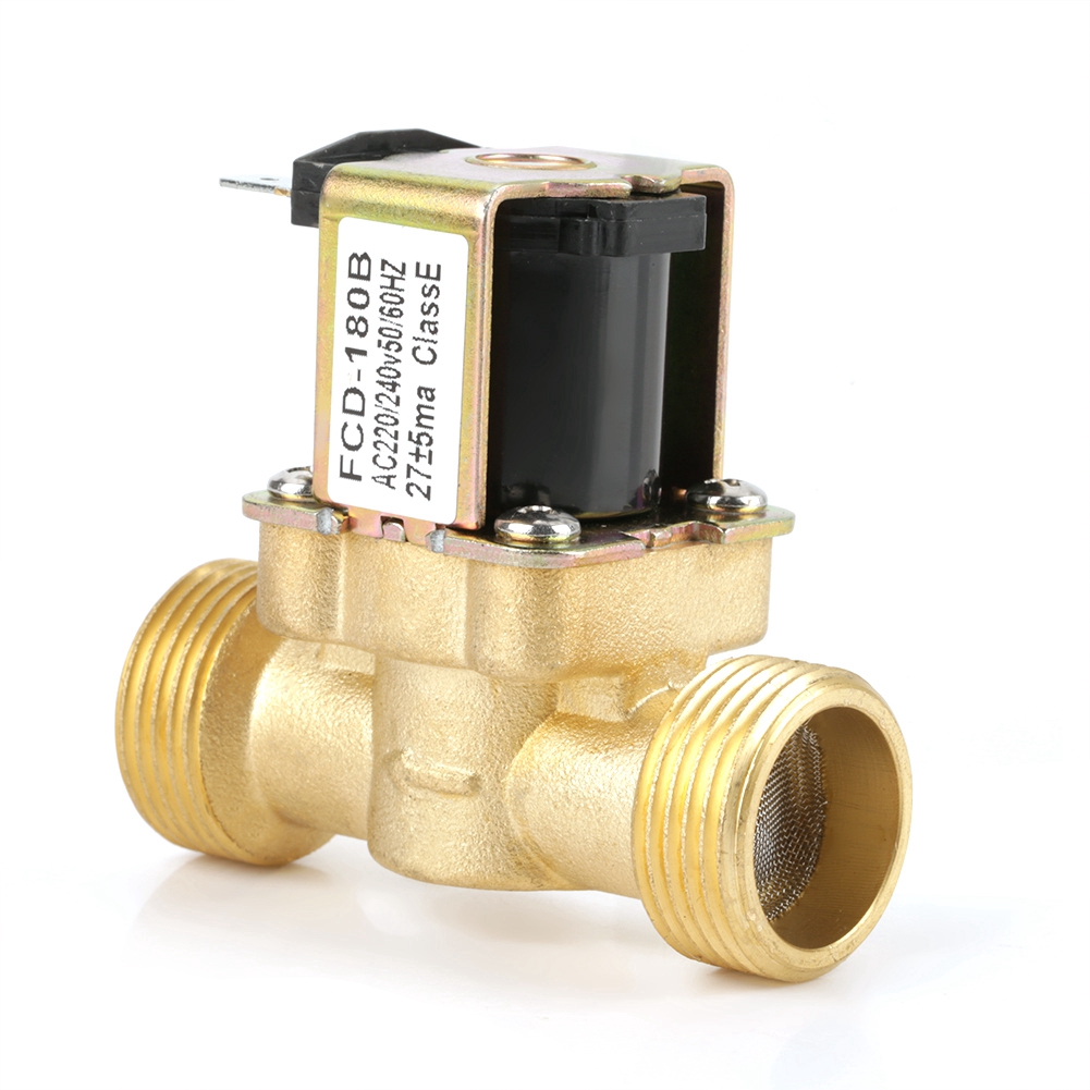 G34 2-Way Water Inlet NC Normal Closed Electric Solenoid Valve Brass ...