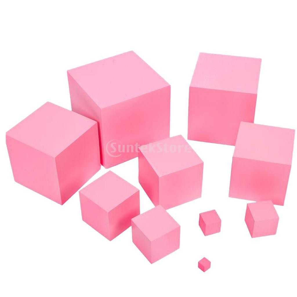 Pink Tower Wooden Cube Stacking Blocks Early Childhood Kids Educational ...