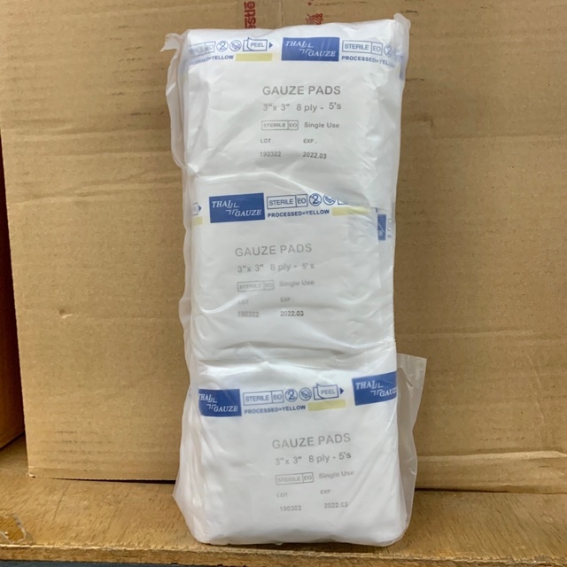 Thai-Gauze Sterile gauze pad 3x3นิ้ว ผ้าก๊อสปลอดเชื้อ 20 ซอง ...