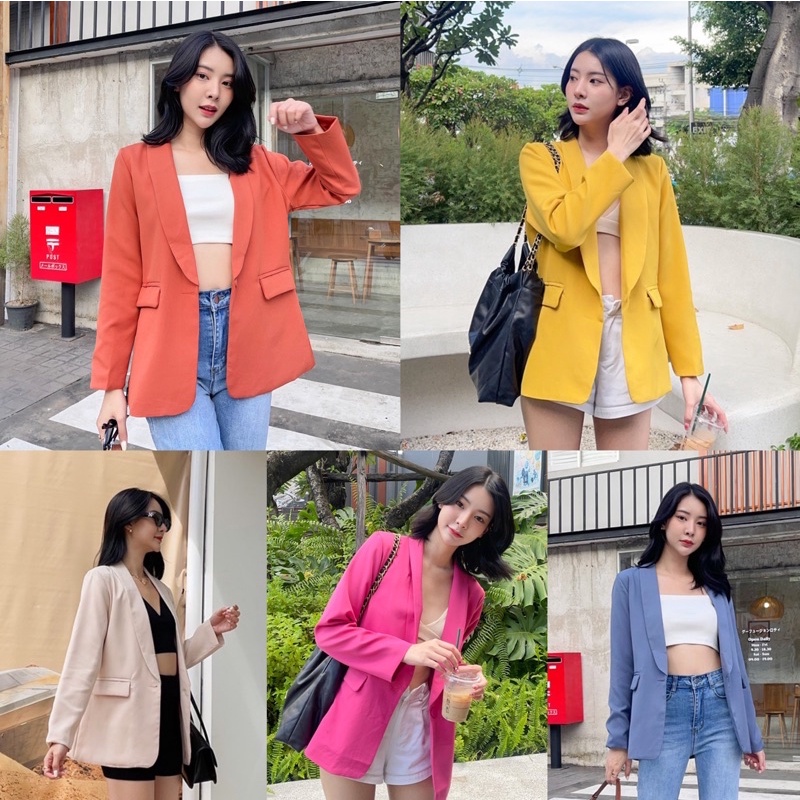 Basic blazer เสื้อสูทเบสิค เสื้อสูทเกาหลี เบลเซอร์เกาหลี เบลเซอร์สไตล์สตรีท | Shopee Thailand