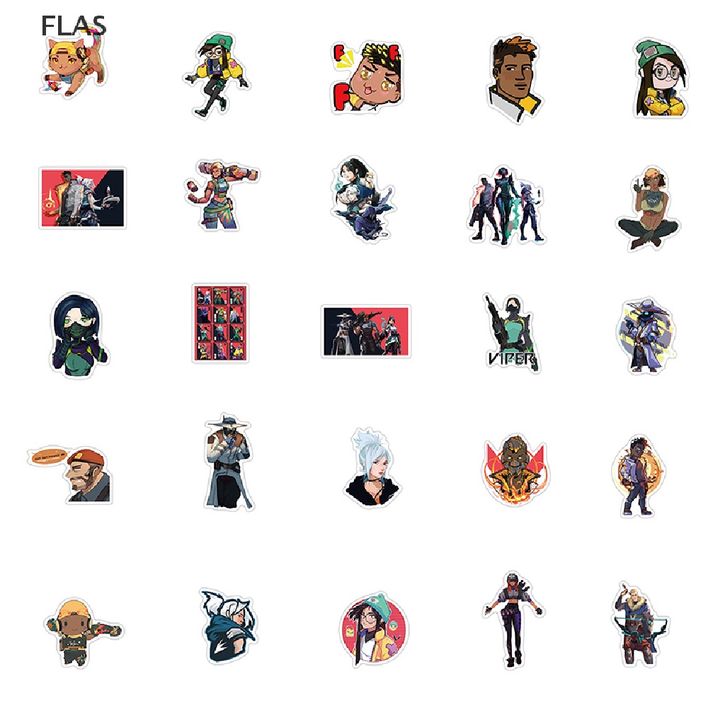 fl 50Pcs Valorant PVC Stickers Decal Vinyl For Guitar Laptop Skateboard ...