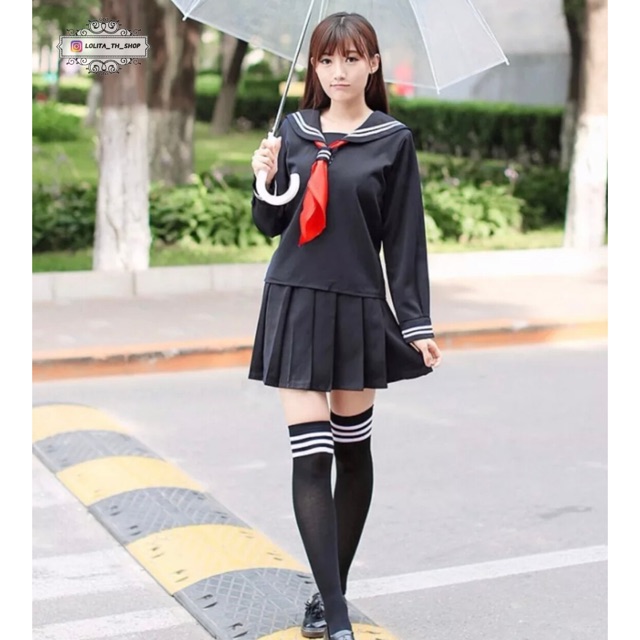 ชุดนักเรียนญี่ปุ่น JK พร้อมส่งจากกรุงเทพ สีดำ ขาว กรมท่า S-5XL ยากูซ่า แยงกี้ - nit_nit_nit ...