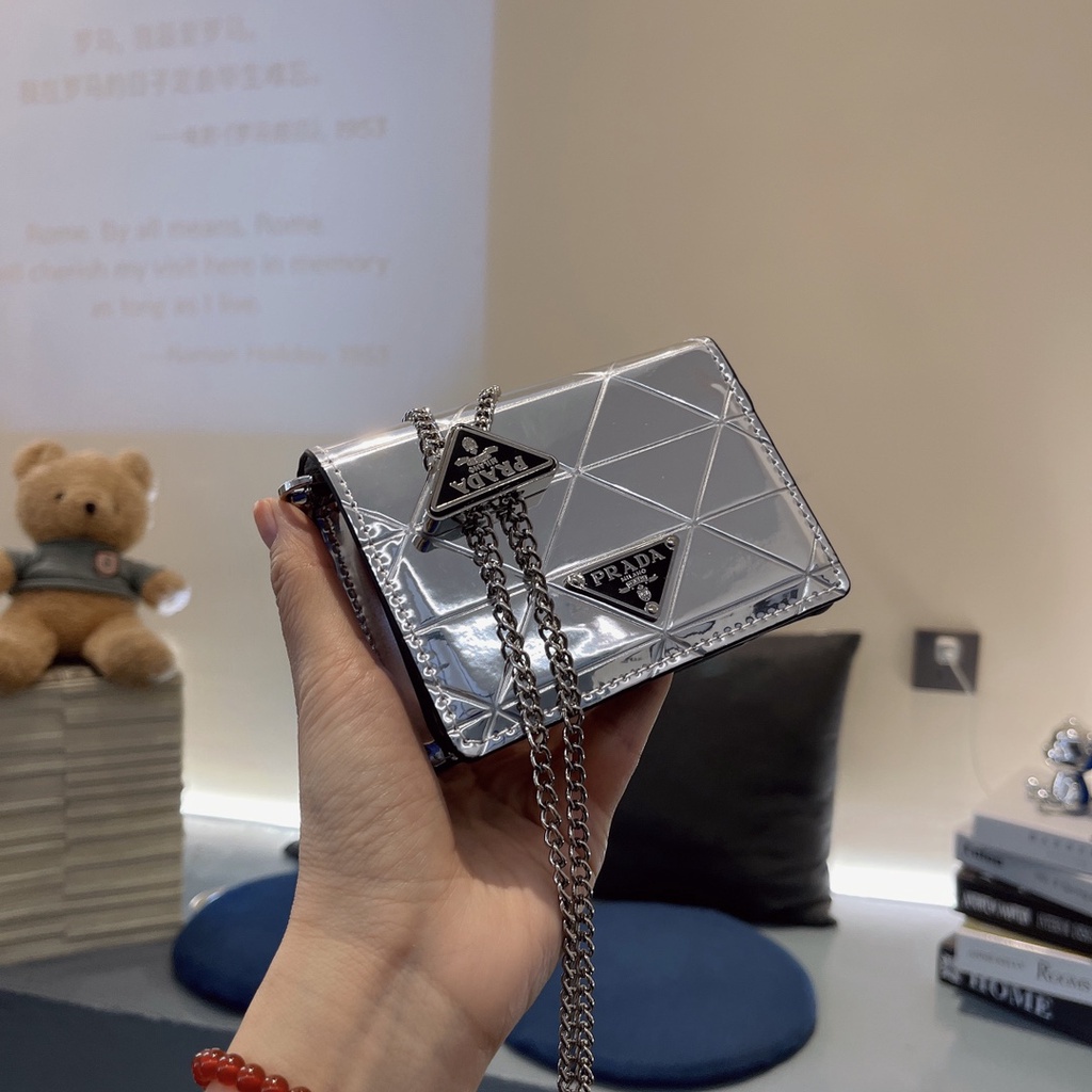พร้อมกล่อง Prada Mirror Mini Shoulder Bag Ladies Fashion Versatile ...