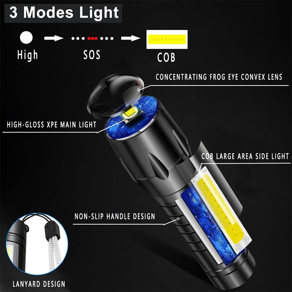 LAKAMIER Waterproof Torch Lamp LED Lighting USB Rechargeable Mini Glare ...