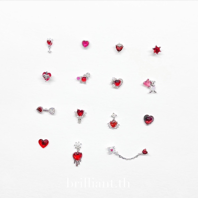 จิวหูเกาหลี Red spin piercings ก้านแสตนเลสเกรดเครื่องมือแพทย์ Surgical ...