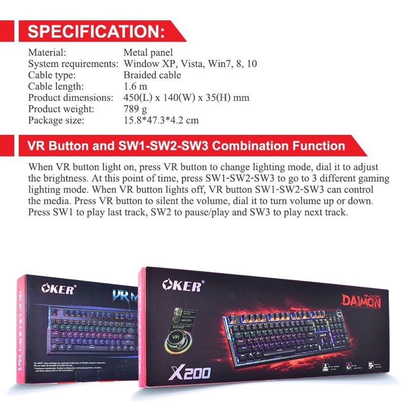 OKER MODELX200 GAME MACHANICAL KEYBOARD - sunantasriharun - ThaiPick