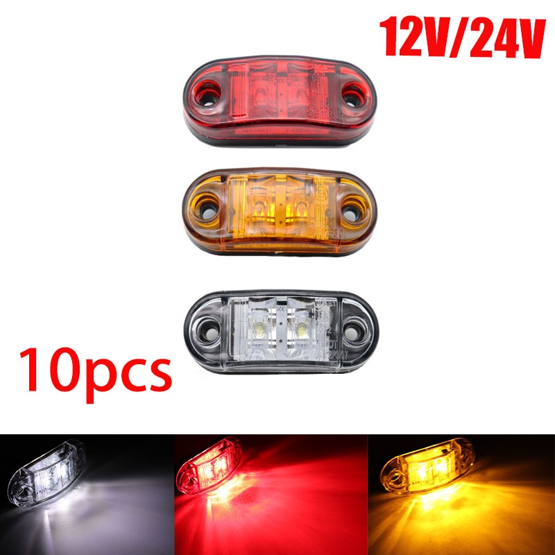 10pcs Warning Light LED Clearance Light Oval Trailer Truck Orange White ...