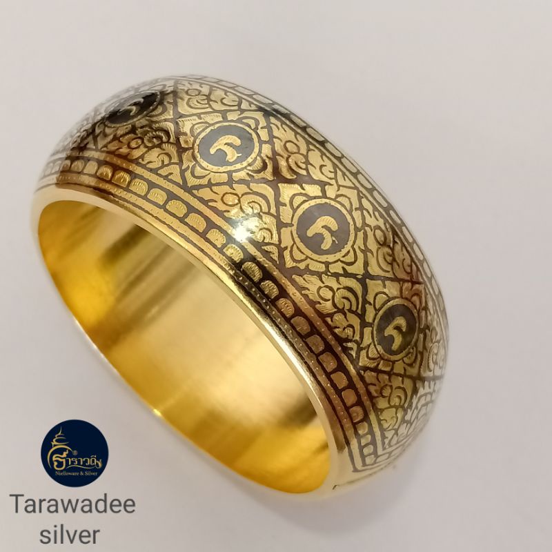 Tarawadee กำไลถมทอง กำไลข้อมือสลักลายนะโมรอบวง กำไลข้อมือนะโม กำไลถม ขนาดหน้ากว้าง2.5ซม งานช่าง ...