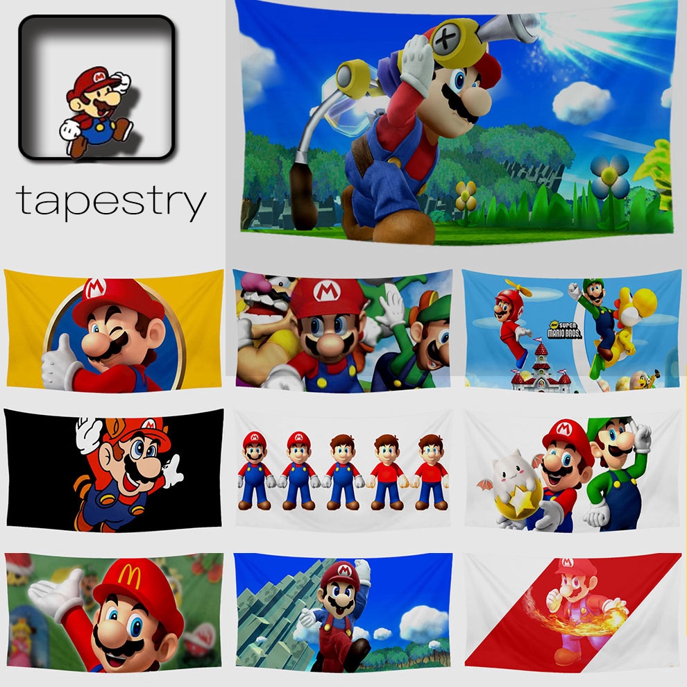 ผ้าขนหนูชายหาดผ้าห่มเสื่อโยคะผ้าปูโต๊ะลาย mario hippie ขนาด 130x150 ซม. ...