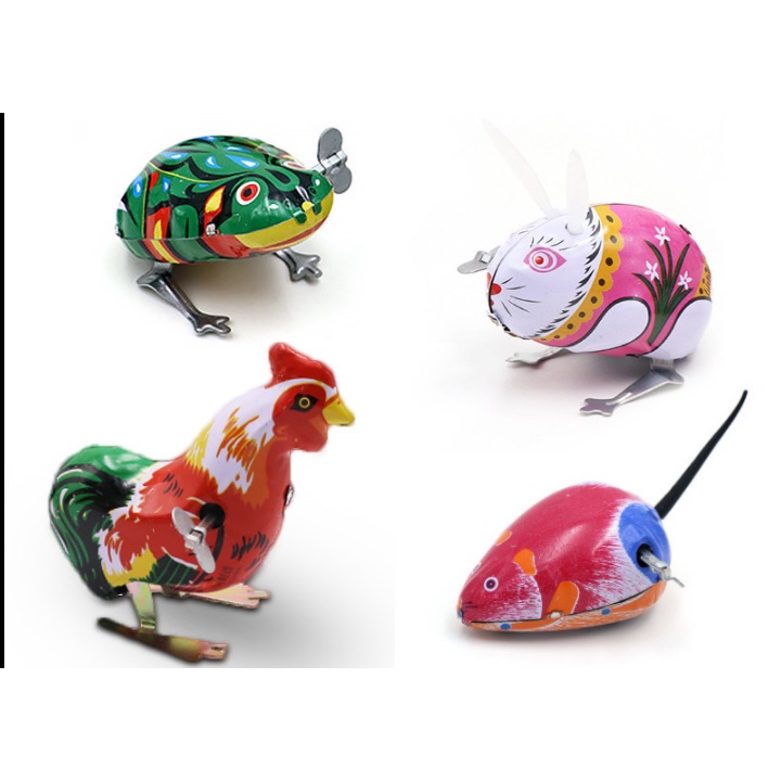 Post-80s คลาสสิก nostalgic ดีบุกกบกระต่าย Rooster Mouse ของเล่นเด็กไข ...