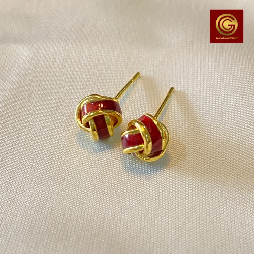 GGOLD ต่างหูทอง96.5แท้ 1.9 ก. ลายตะกร้อขอบคู่ ลายตะกร้อขอบคู่-ลงยา( ฟรี ...