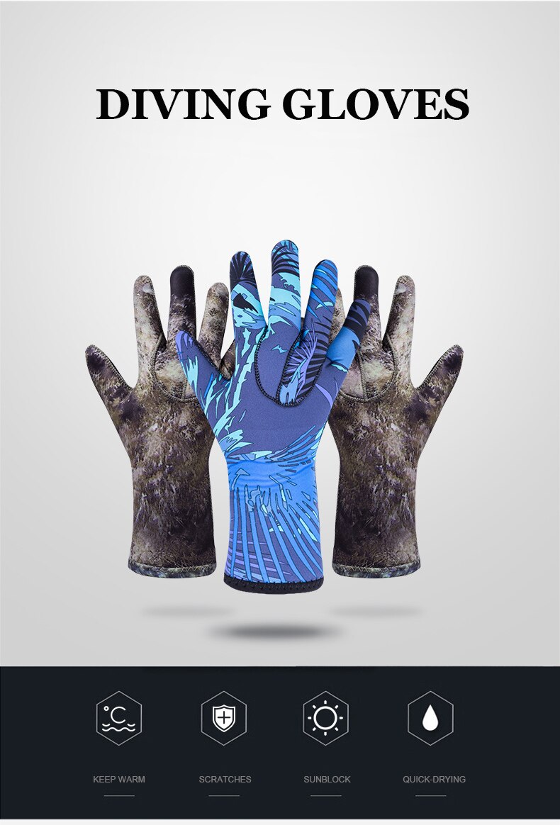 SBART 3MM Genuine Neoprene Gloves Anti Scratch and Keep Warm for Scuba Diving Winter Swim ...