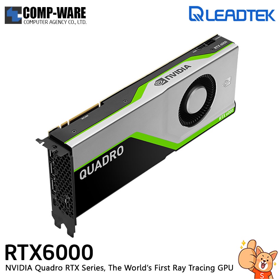 Leadtek Nvidia Quadro RTX6000 24GB GDDR6 ECC Workstation Graphics Card ...