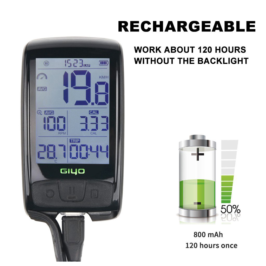 a4nW GIYO Rechargeable Wireless Bicycle Computer with Heart Rate ...