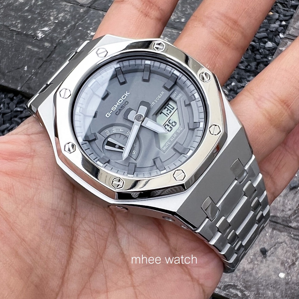 G-Shock AP Style Gentle Silver Grey Dial Stainless Steel Strap | Shopee ...