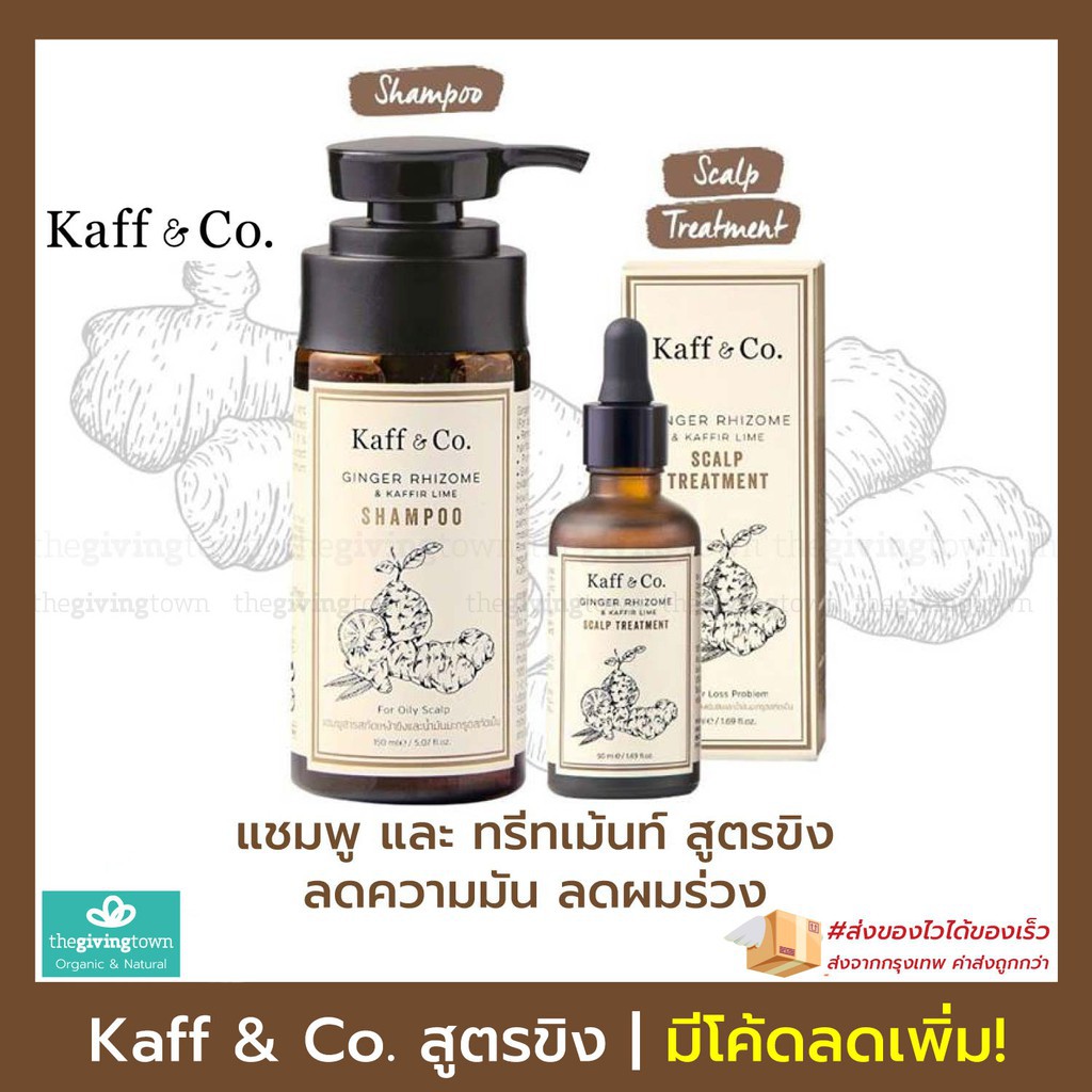 แชมพู Kaff and Co สูตรขิง แชมพู และ ทรีทเม้นท์ สารสกัดเหง้าขิงและน้ำมัน ...