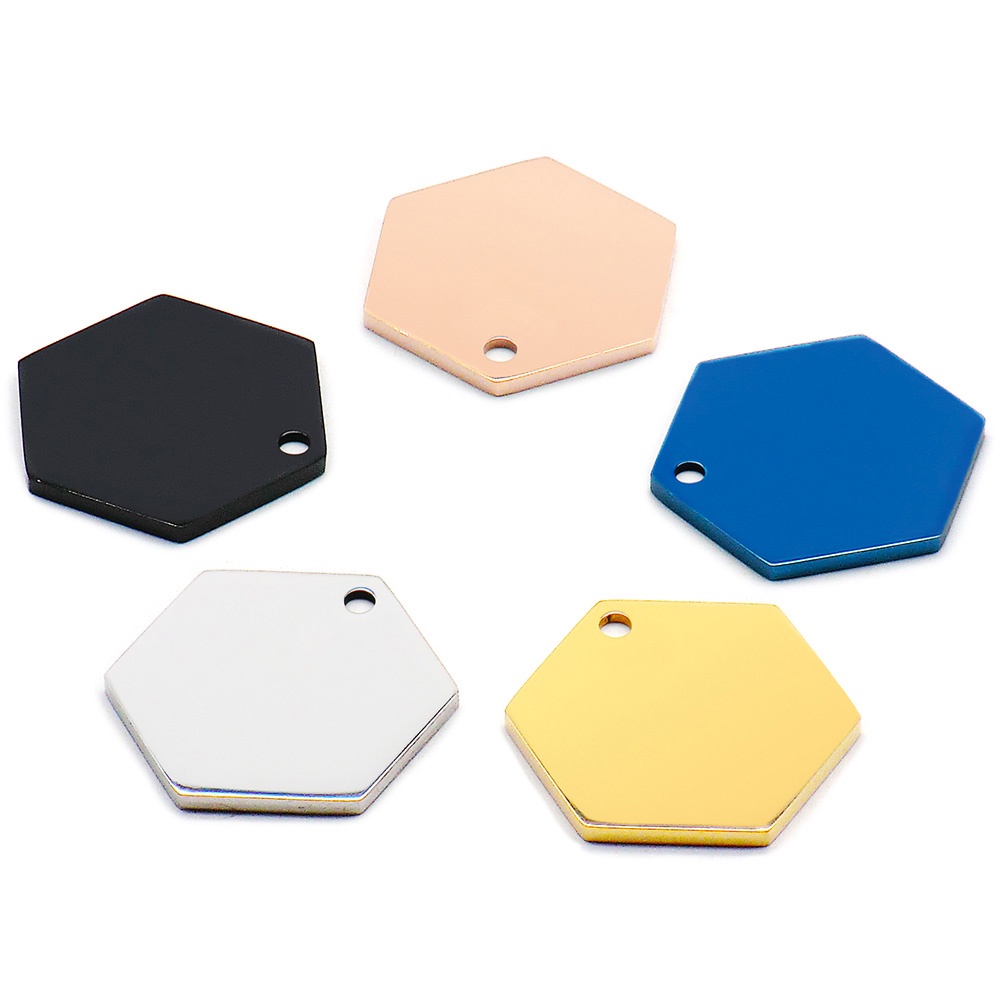 Wholesale 20Pcs Hexagon Name Tags Pendant Mirror Polish Tag Stainless ...