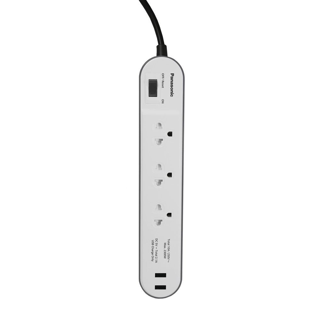 ปลั๊กไฟ Panasonic รุ่น POWER STRIP PANASONIC 3 SOCKETS 2USB 2M มี มอก. ...