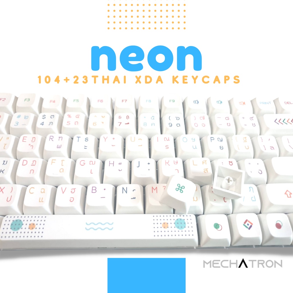 Thai Keycaps Neon Light XDA Thai Keycap Set ปุ่มคีย์บอร์ด ภาษาไทย PBT ...