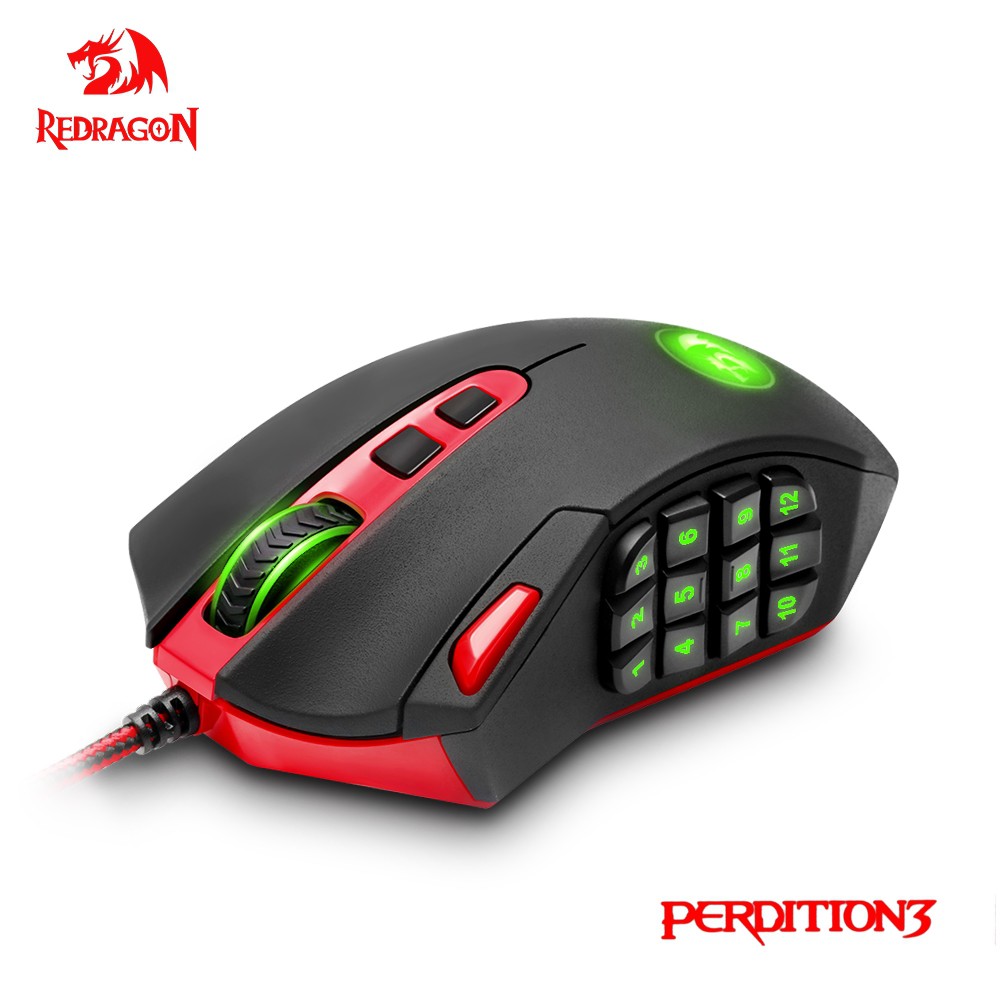 Redragon Perdition M901 Wired USB Gaming Mouse 24000DPI 19 Buttons Game ...