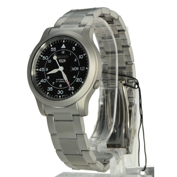 SEIKO 5 SNK809 SNK809K1 Automatic 21 Jewels Black Dial Stainless Steel ...