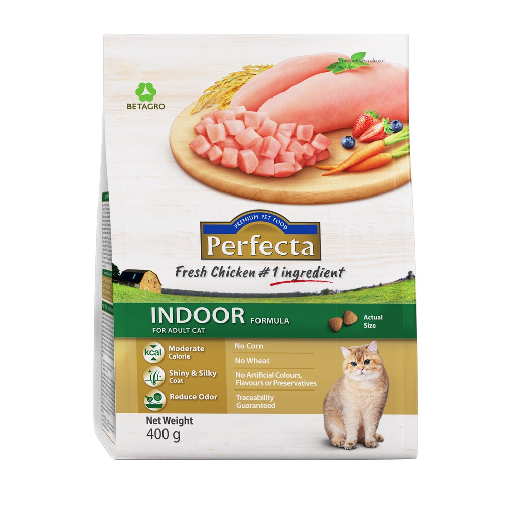Perfecta (เพอร์เฟคต้า) อาหารแมวโต เลี้ยงในบ้าน 400G | Shopee Thailand