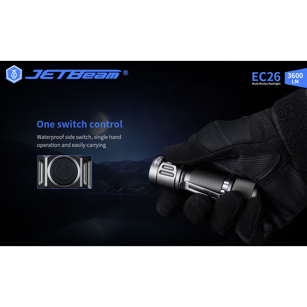 JETBEAM EC26 หลอด XPL HI 4 หลอด สว่างมากถึง 3600LM ปรับแสงสว่างด้วยระบ ...