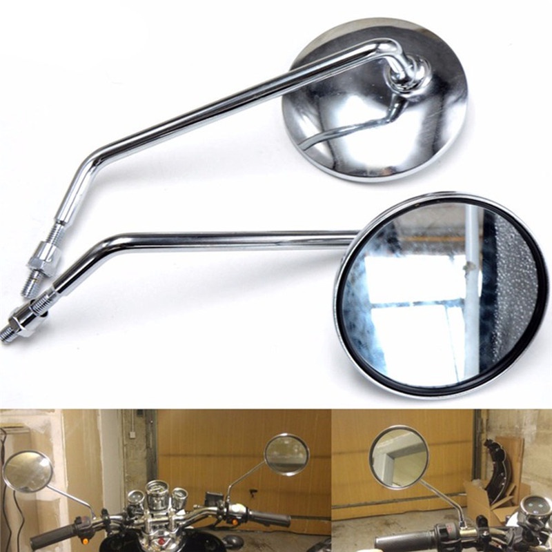 2pcs Motorcycle Mirrors Round Mirror Motorcycle Long Stem for Kawasaki ...