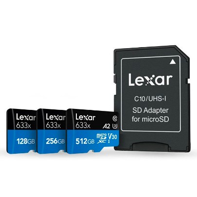 Lexar Memory Card Adapter 633x MicroSDXC UHS-I U3 100MB s Class10 256GB ...