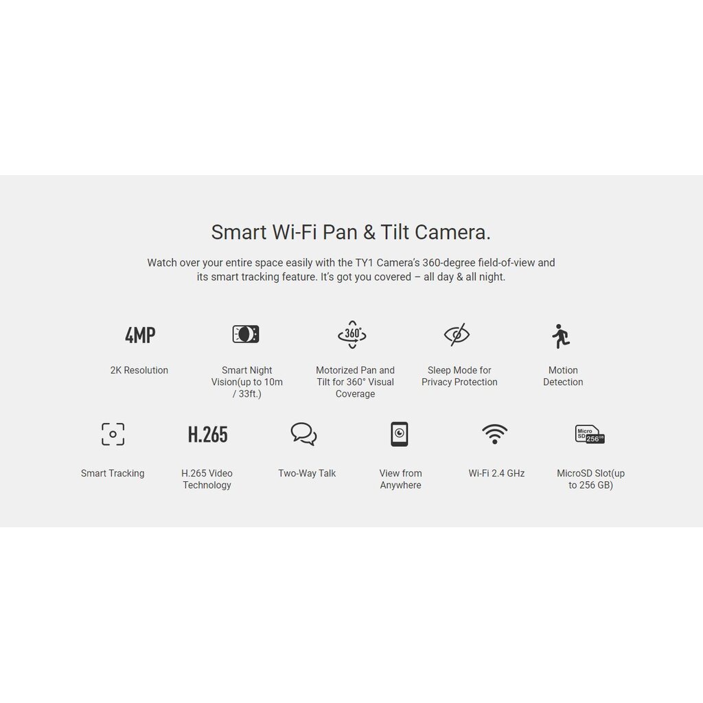 EZVIZ TY1 (4MP) resolution HD 2K Wi-Fi & Lan Pan-Tilt IP Security ...