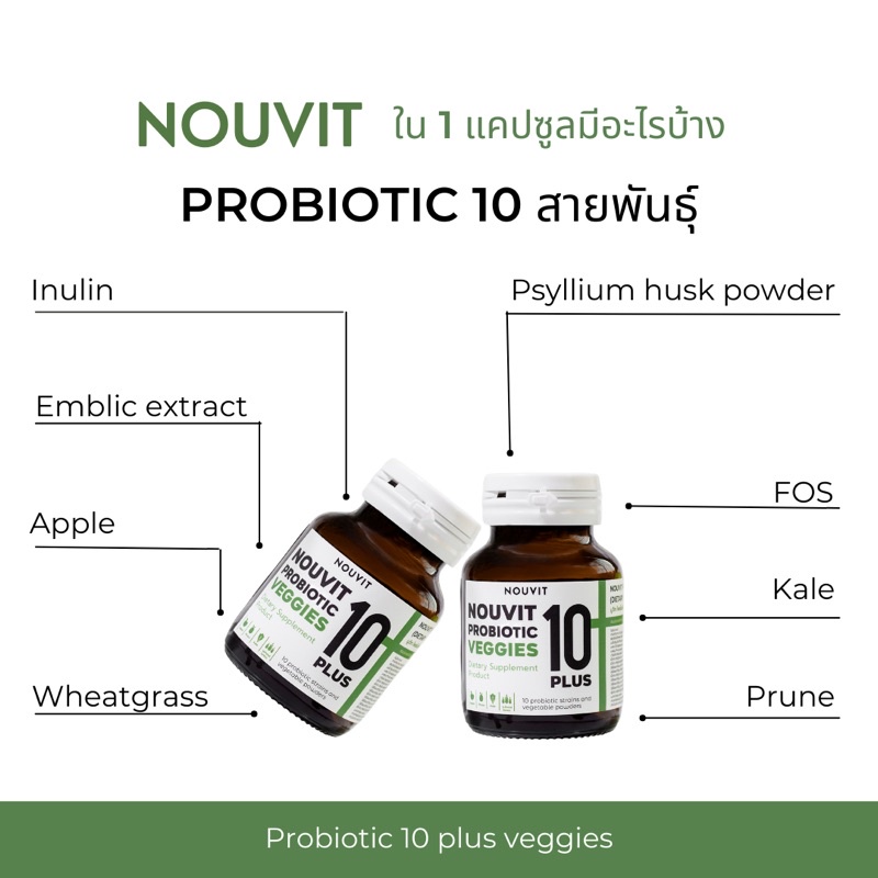 Nouvit probiotic 10 plus veggies นูวิท โพรไบโอติก 10 พลัส เวจจี (1 ขวด ...