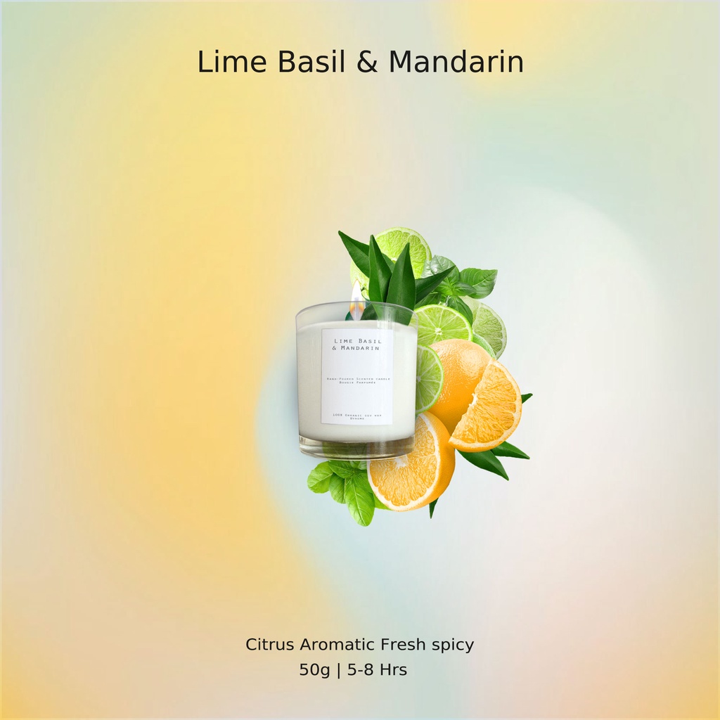 เทียนหอม กลิ่น Jo.L Lime Basil Mandarin 50g Soy wax candle10.14 oz single wick candle (5-8 hrs ...