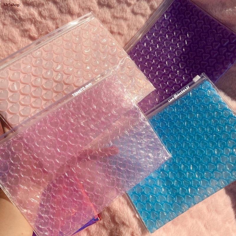 พร้อมส่งในไทย(heart) Bubble zip pouch กระเป๋า ซิปล็อค pvc กันน้ำ 16 x ...
