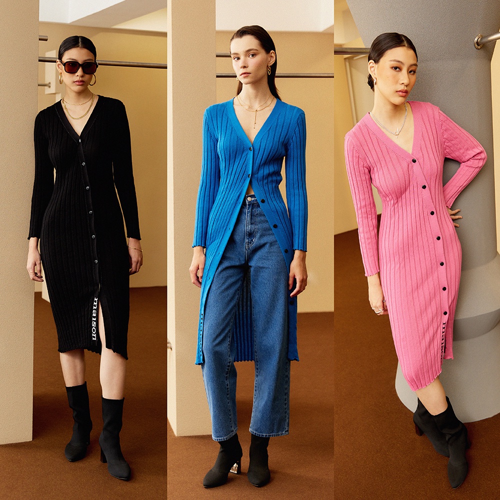 maison KEEPS Miu Dresses เดรสแขนยาวไหมพรม | Shopee Thailand