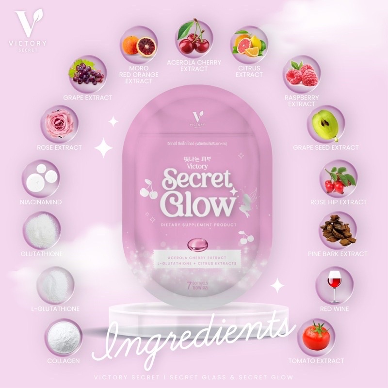 ส่งฟรี️วิตามินหน้าเงาหน้าใส️ Victory secret GG glass skin glow skin เเบ ...