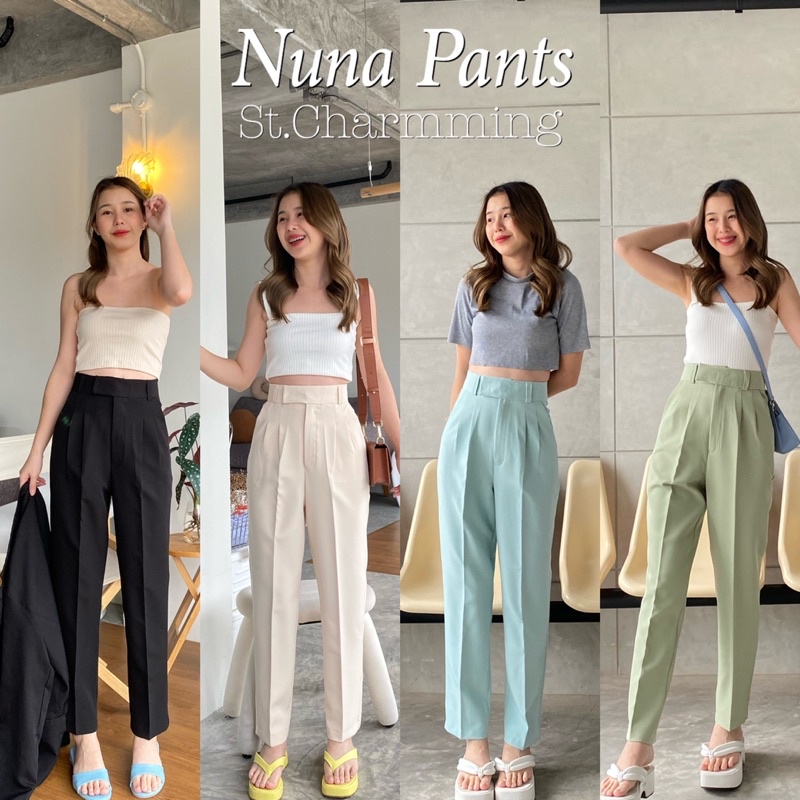 ST.Charmming Nuna Pants กางเกงขายาวเอวสูงขากระบอกเล็ก ใส่ทำงานได้ดูเพรียวสุด - st.charmming ...