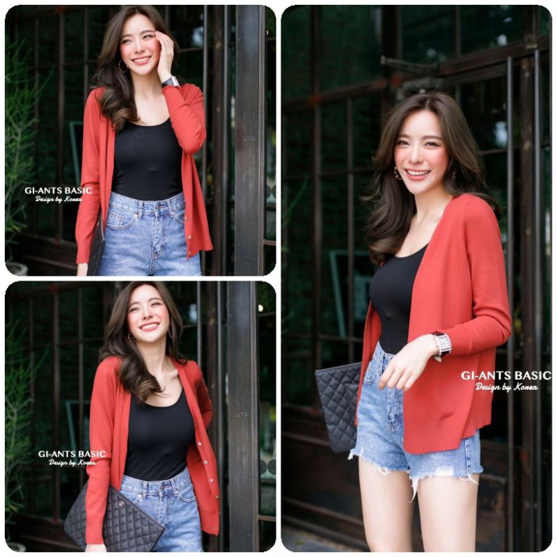 พร้อมจัดส่งป้าย GI-ANTS เสื้อคลุมแขนยาว over size ผ้าไหมพรม เนื้อแน่น ยืดเยอะ GC-93 - jiraporn ...