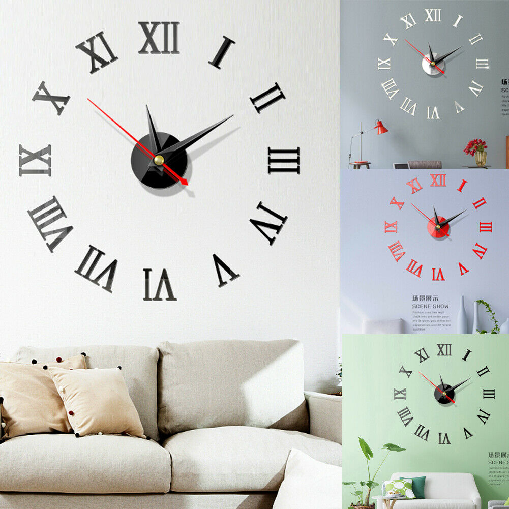[CUTICATE2] Frameless DIY Wall Clock 3D Acrylic Sticker Parts Kit Home ...